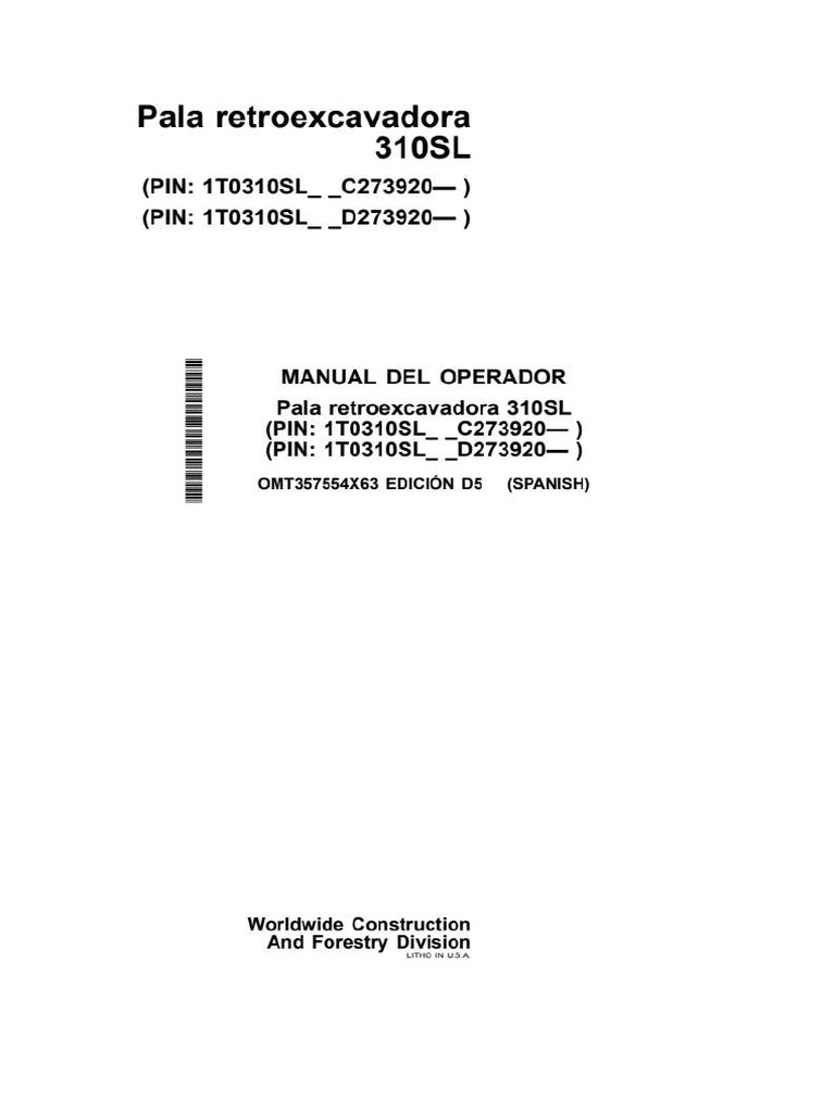 Retroexcavadora JOHN DEERE 310SL - Compressed | PDF