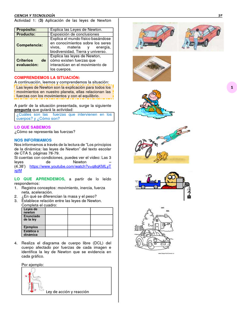 Actividades sobre las Leyes de Newton | PDF | Las leyes del movimiento ...