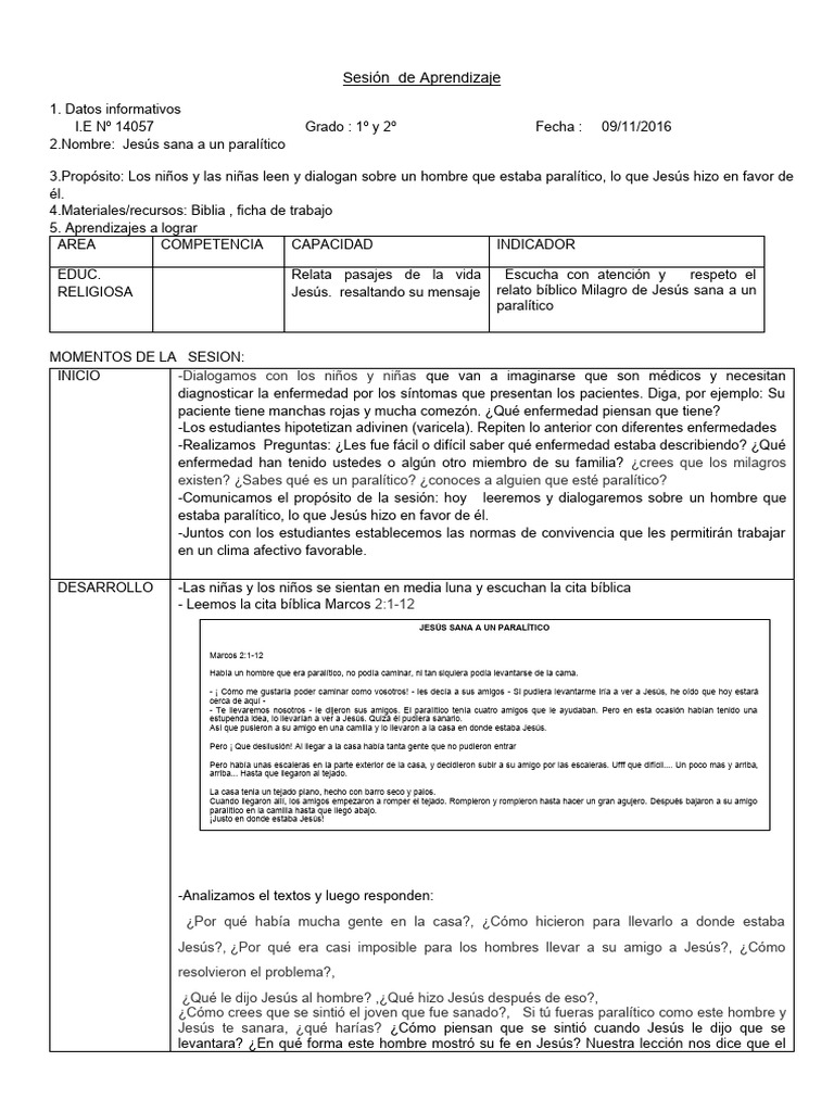 Jesus Sana A Un Paralitico | PDF | Jesús | Sufrimiento