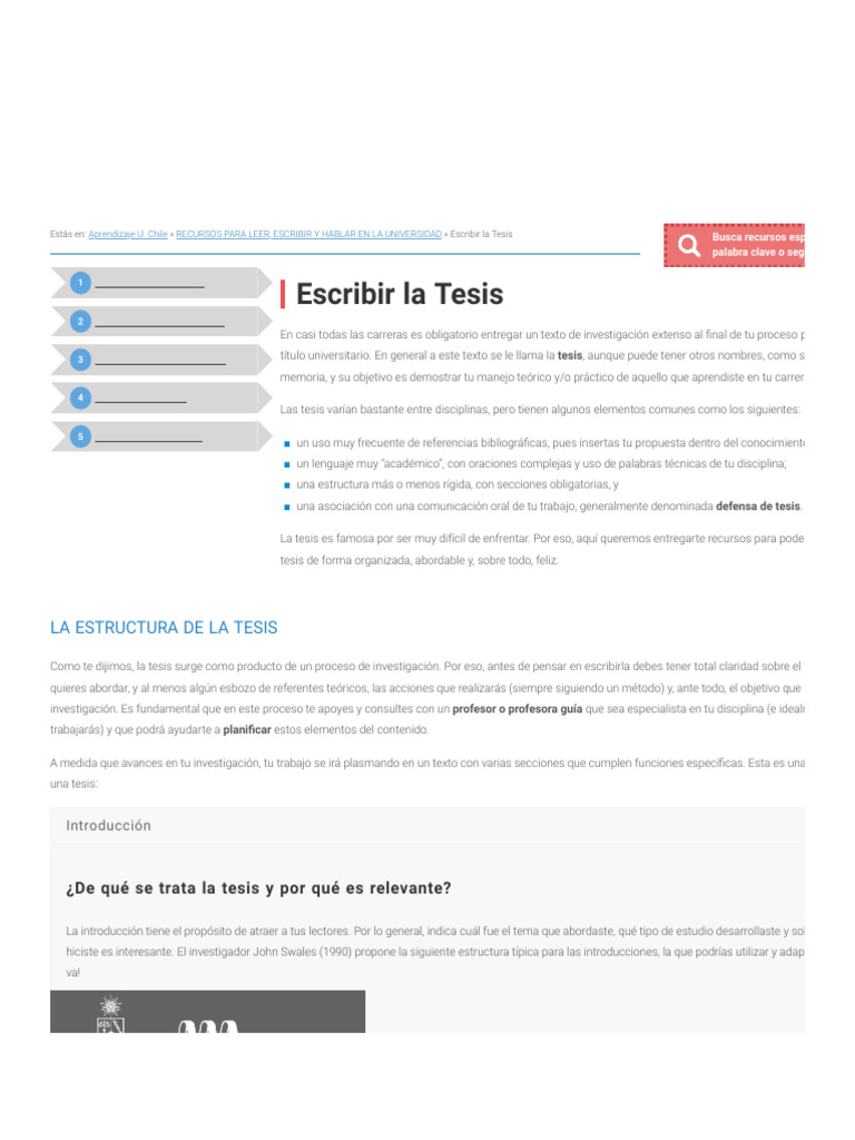 Escribir La Tesis - Aprendizaje U. Chile | PDF | Aprendizaje | Conocimiento