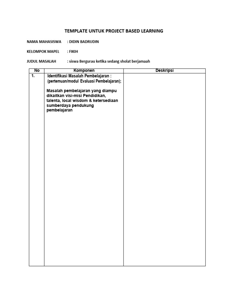 Template Untuk Project Based Learning | PDF