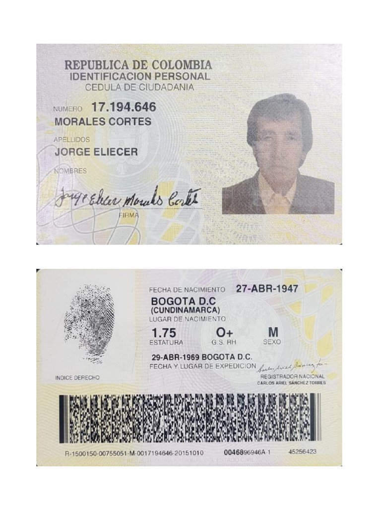 Cédula Jorge Morales. | PDF