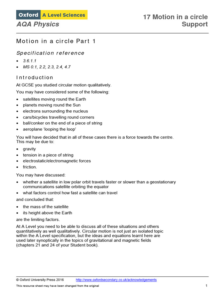 Motion in A Circle Part 1 | PDF | Acceleration | Speed