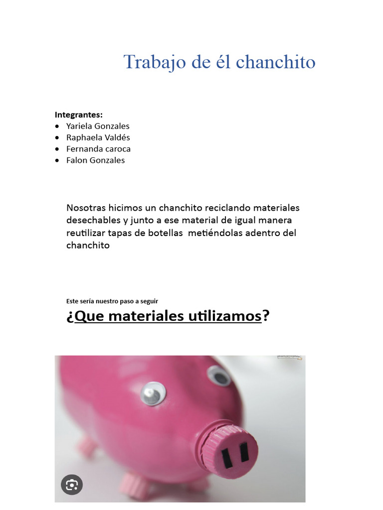 Trabajo de Él Chanchito: ¿Que Materiales Utilizamos? | PDF