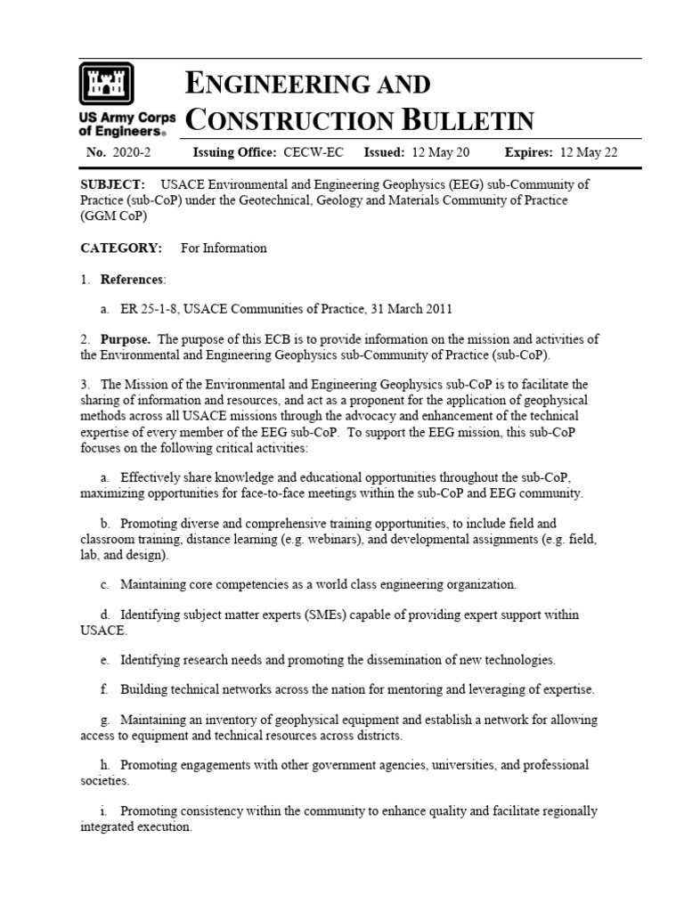 Ecb 2020 2 | PDF | United States Army Corps Of Engineers | Expert