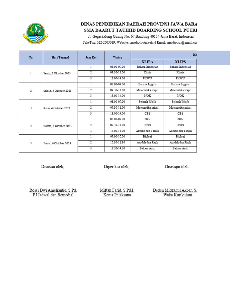 Jadwal PTS Ganjil 2023-2024 | PDF