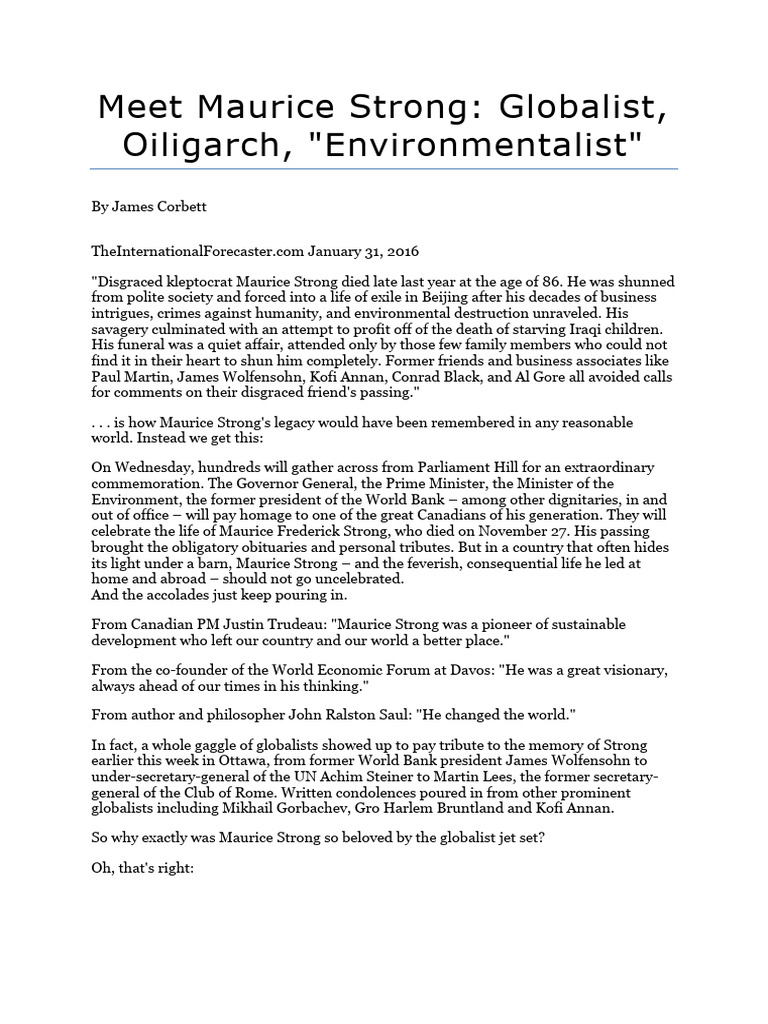 Meet Maurice Strong | Download Free PDF | Global Environment Facility ...
