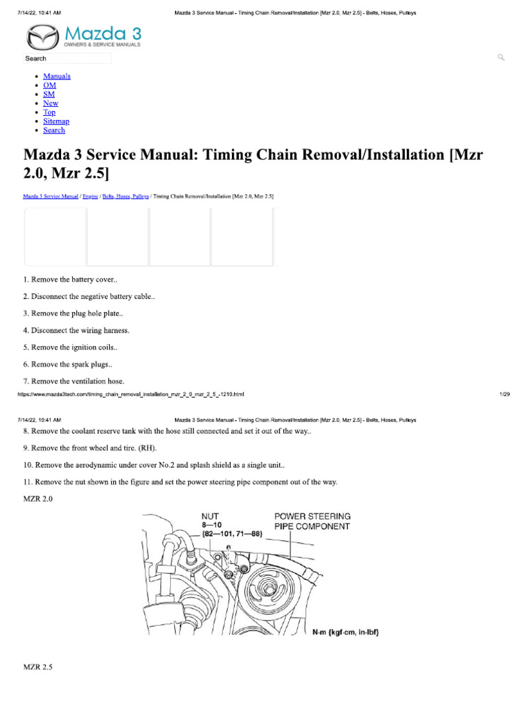 Mazda 3 Service Manual - Timing Chain R... 2.0, MZR 2 | PDF