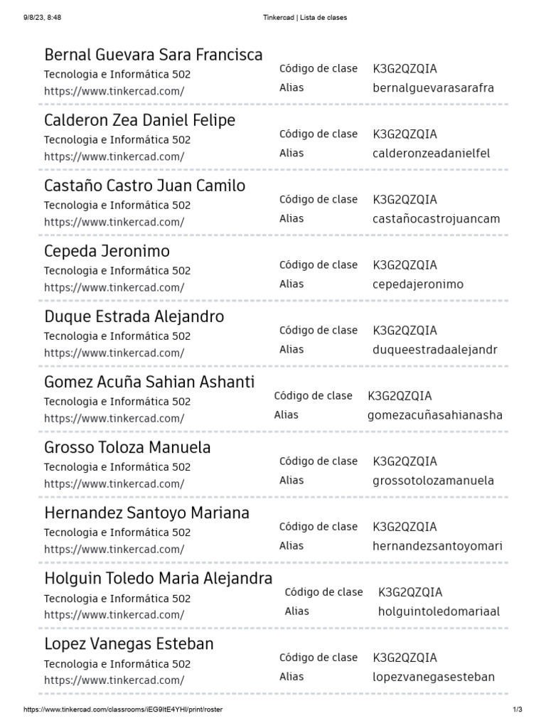 Tinkercad Lista de Clases 502 | PDF