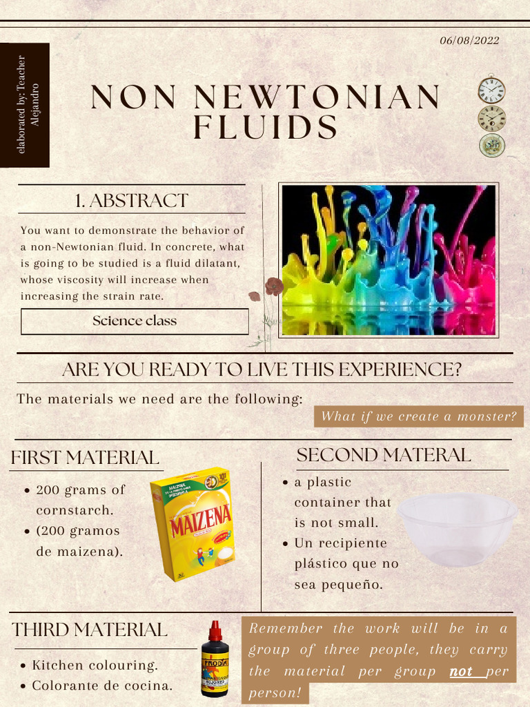 Non-Newtonian Fluid Experiment Guide | PDF | Art