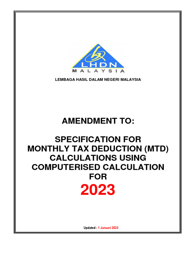Spesifikasi Kaedah Pengiraan Berkomputer PCB 2023 | PDF | Tax Deduction ...