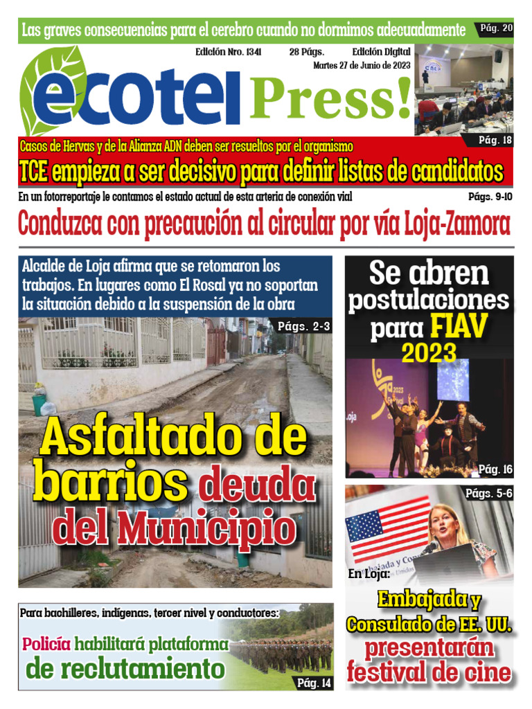 ECOTEL PRESS Martes 27 de Junio de 2023 | Descargar gratis PDF | Ecuador