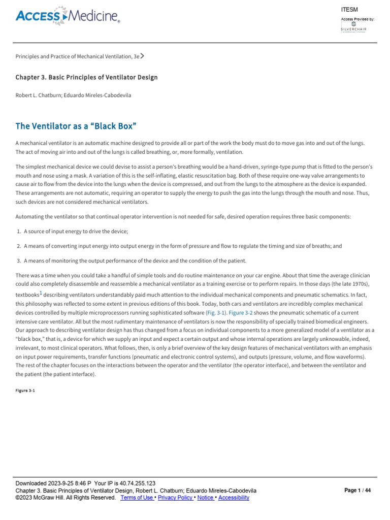 Principles of Mechanical Ventilator Design | PDF | Breathing | Respiration