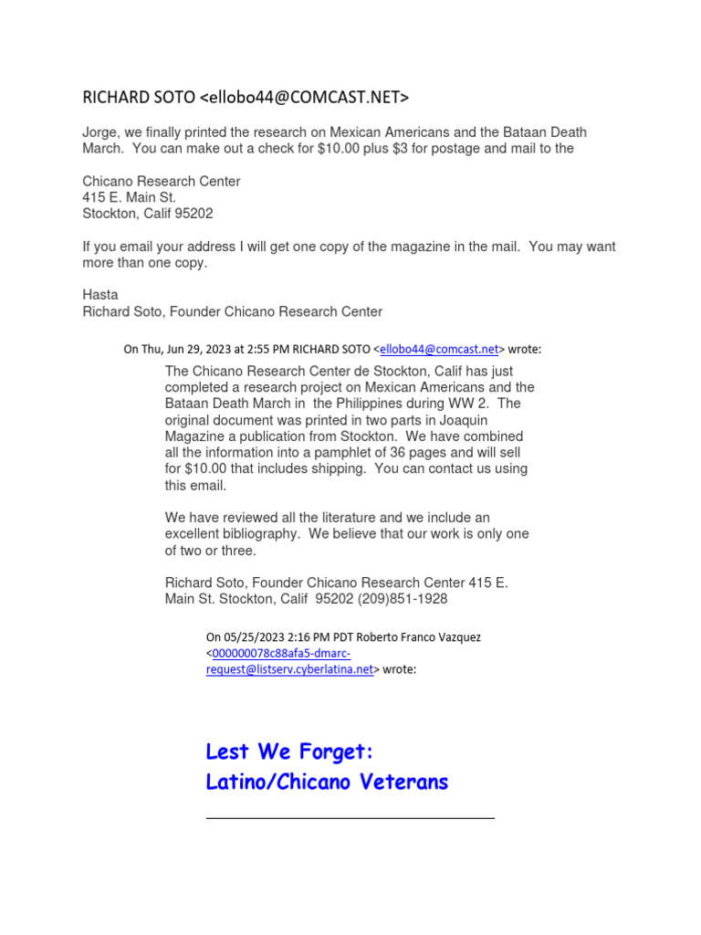 Richard Soto - Order - Mexican Americans and The Bataan Death March in ...