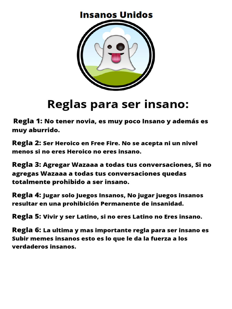 Reglas para Ser Insano | PDF