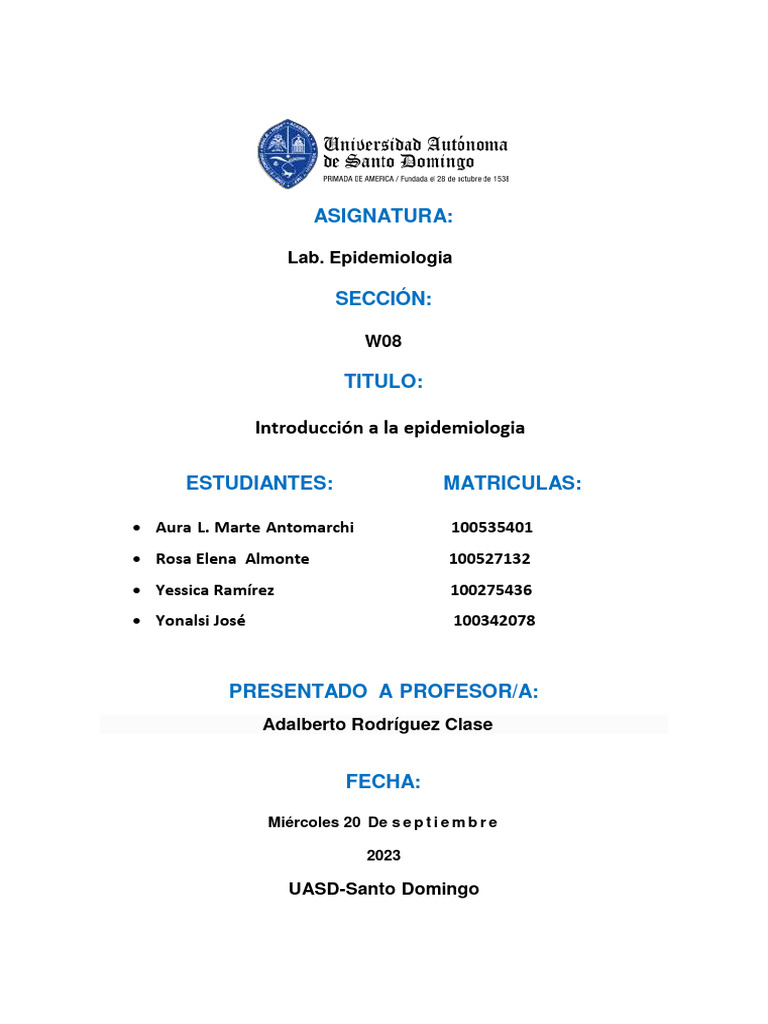 Tarea UNIDAD 1 Epi | PDF | Infección | Riesgo