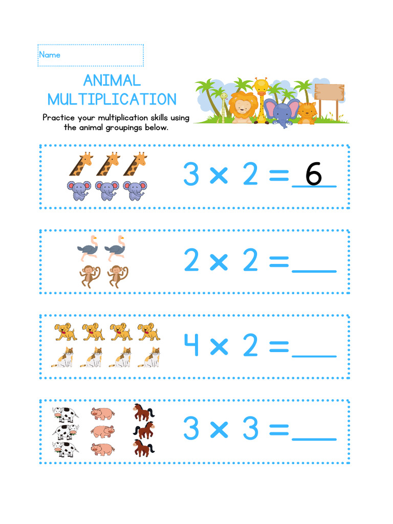 Animal Multiplication Worksheet | PDF
