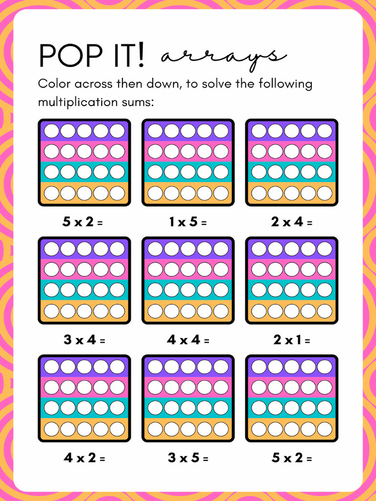 Pop It Multiplication Arrays Worksheet | PDF
