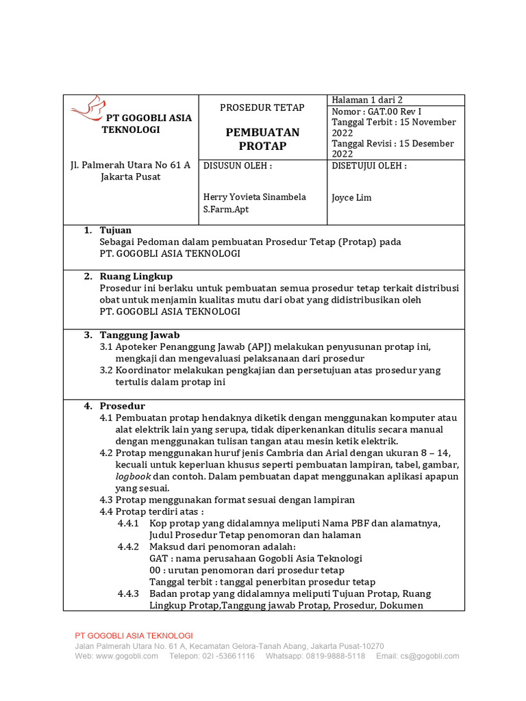 Protap Membuat Protap | PDF