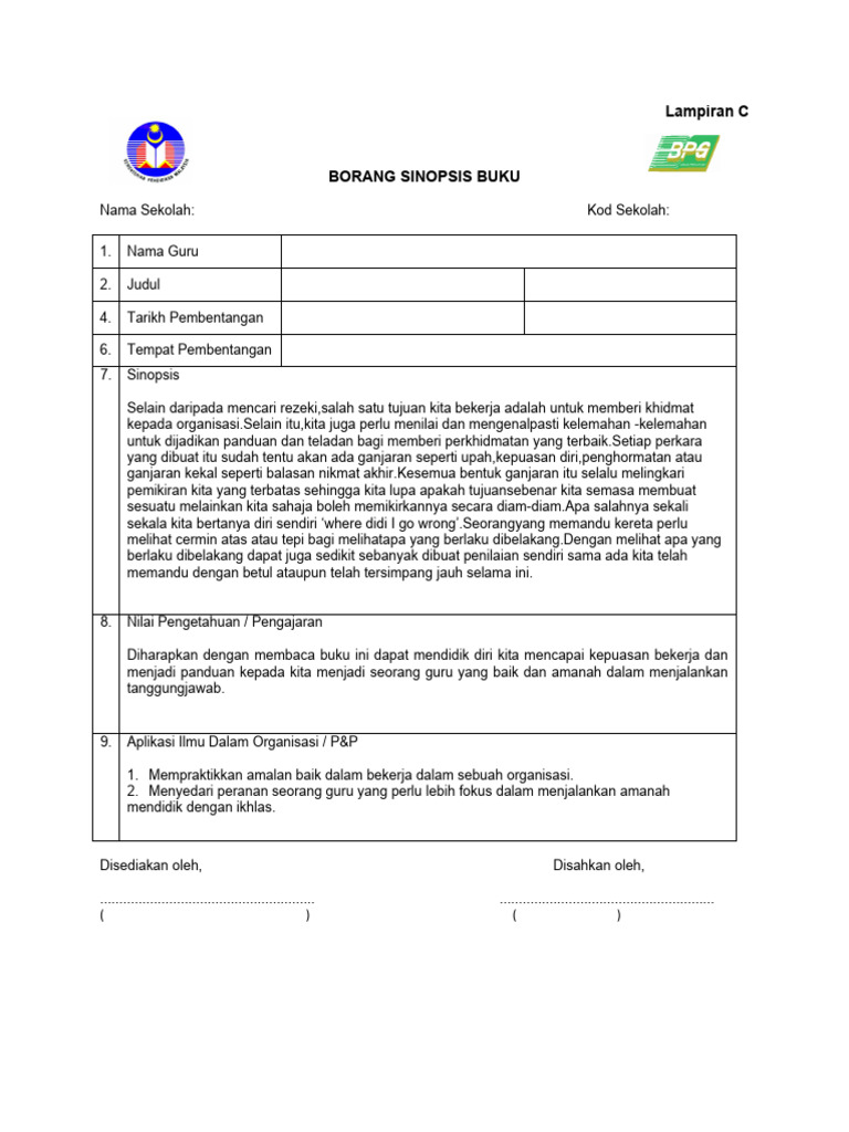 Contoh Sinopsis Buku Pdf
