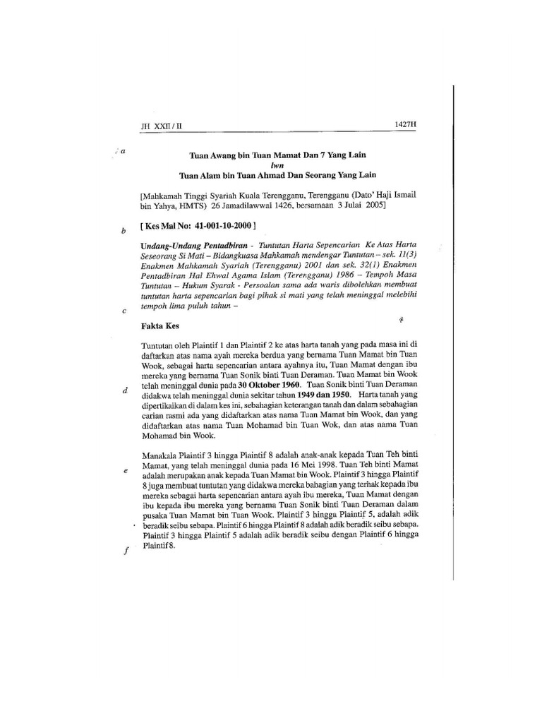Tuan Awang Tuan Mamat (2006) 22 JH 207 | PDF