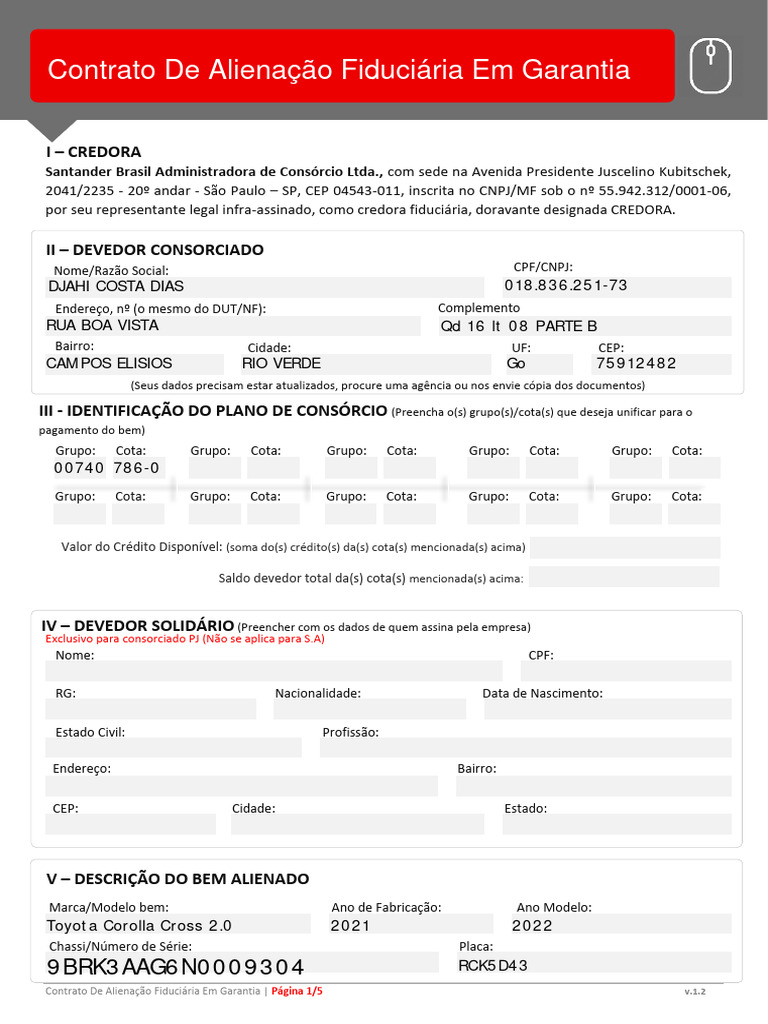 Contrato Preenchido | PDF