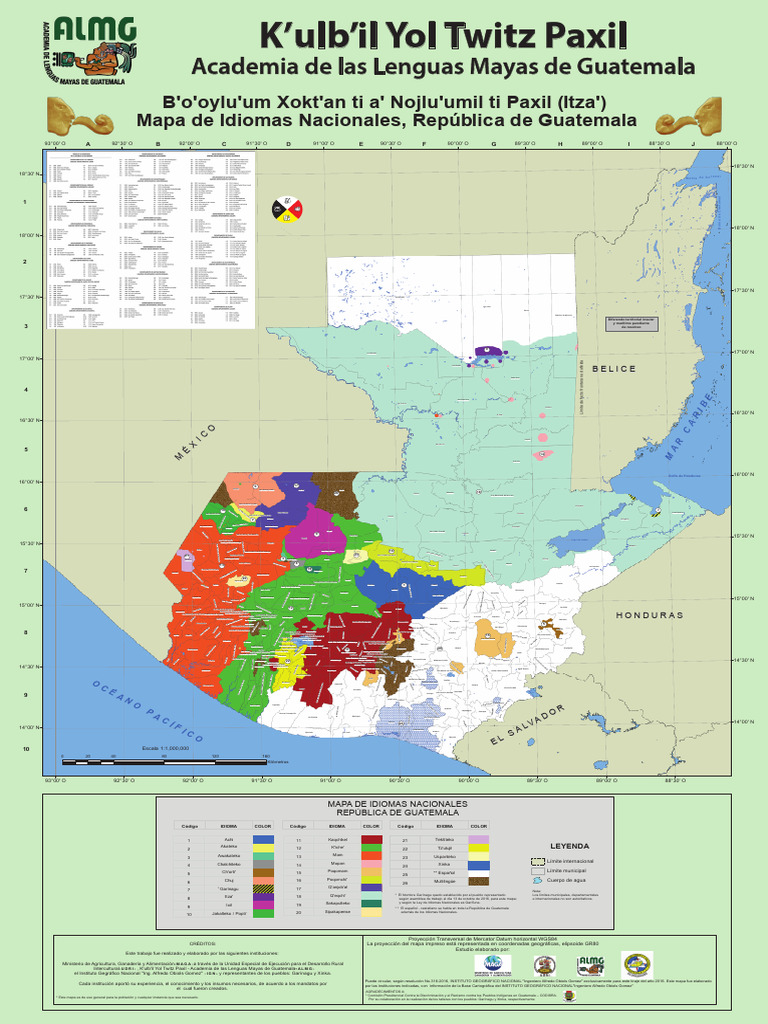 Afiche Mapa de Idiomas F. 161201 | PDF | Departamento de Petén | Pueblos mayas