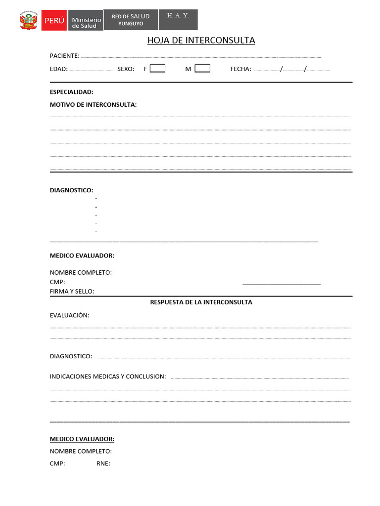 Hoja de Interconsulta | PDF