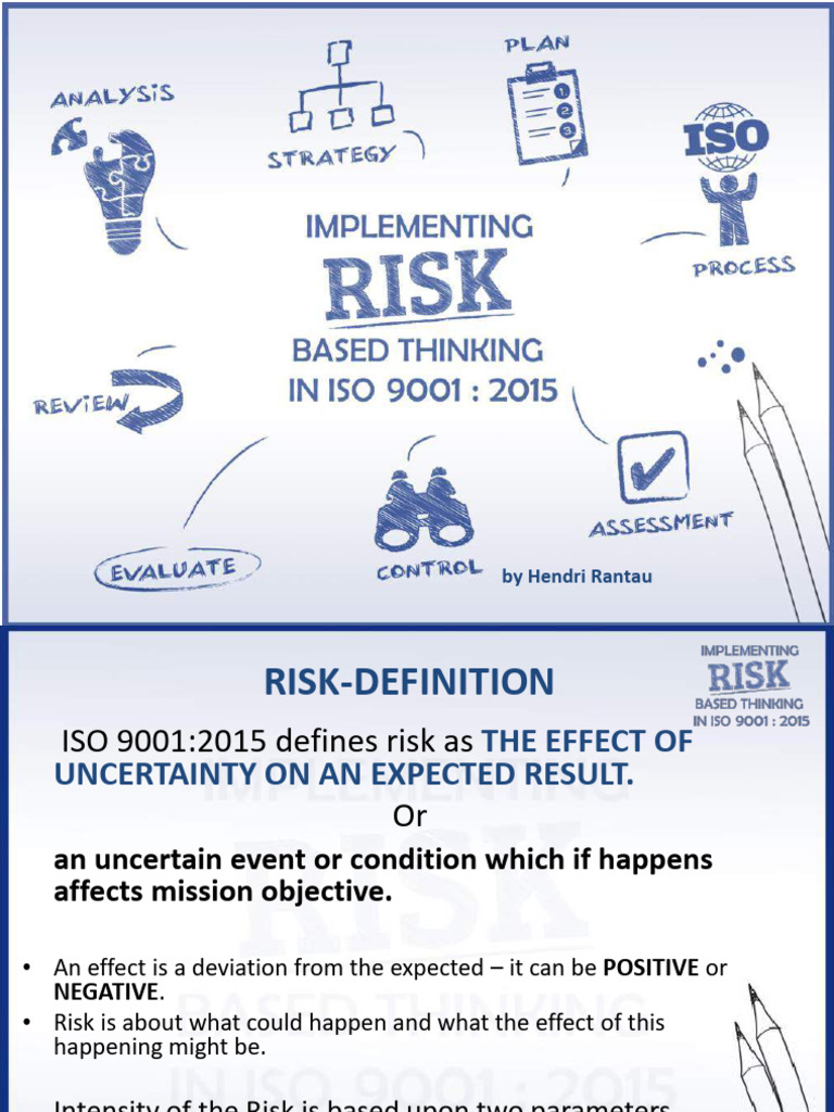 Risk Based Thinking in ISO 9001 Presentation | PDF | Risk | Risk Management