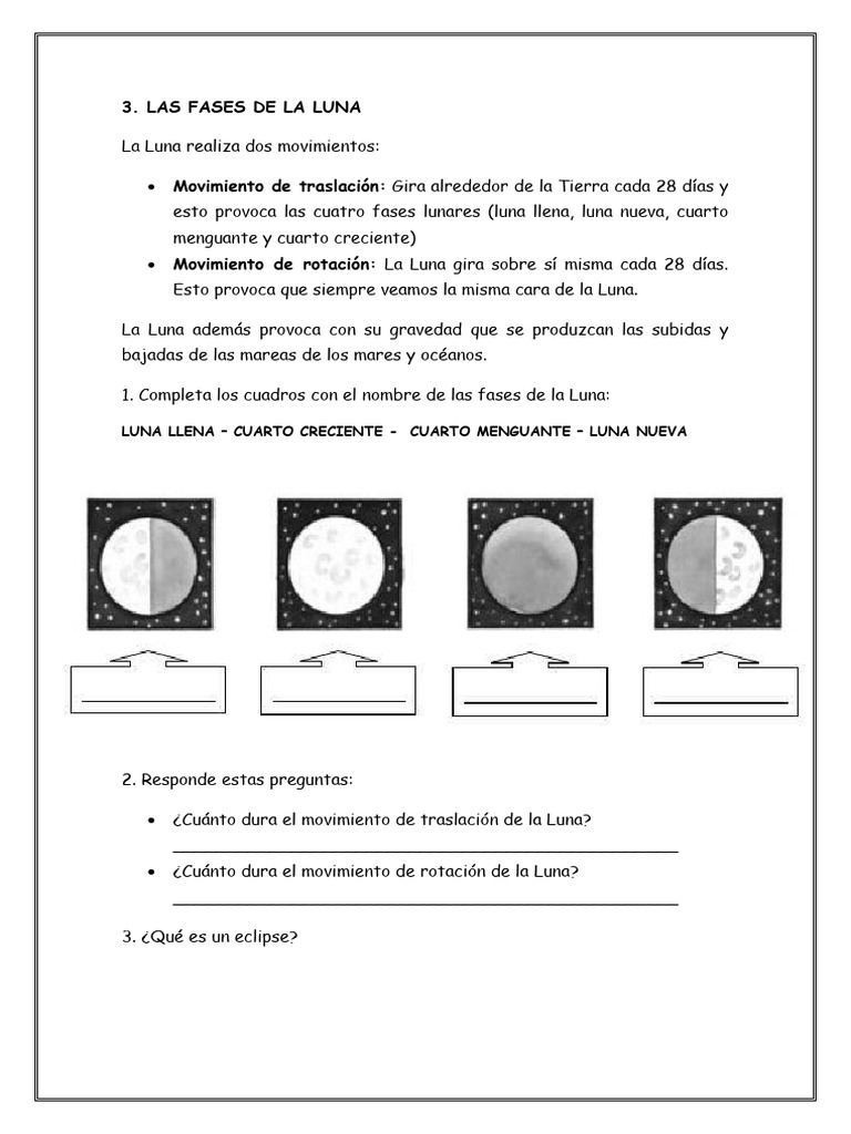 Fases de la Luna para Primaria | PDF