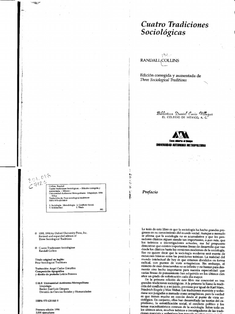Cuatro Tradiciones Sociologicas-Randall Collins | PDF