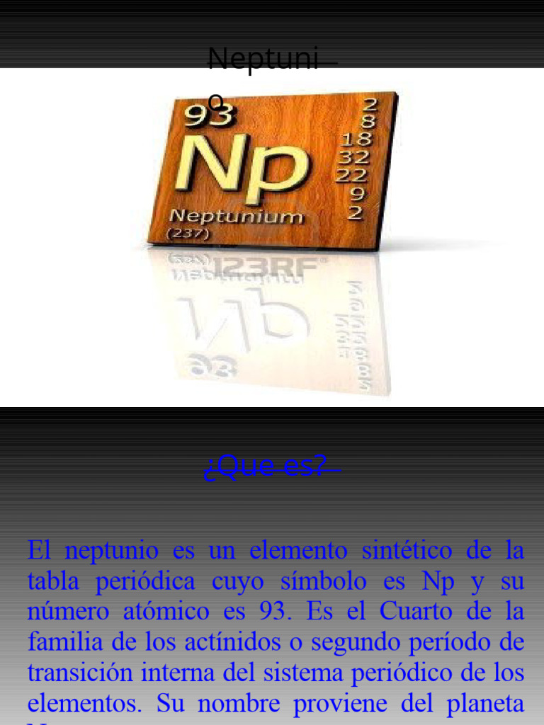 Características y usos del neptunio | PDF | Conjuntos de elementos ...