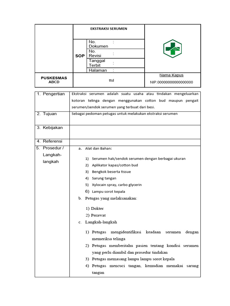 Sop-Ekstraksi Serumen D | PDF