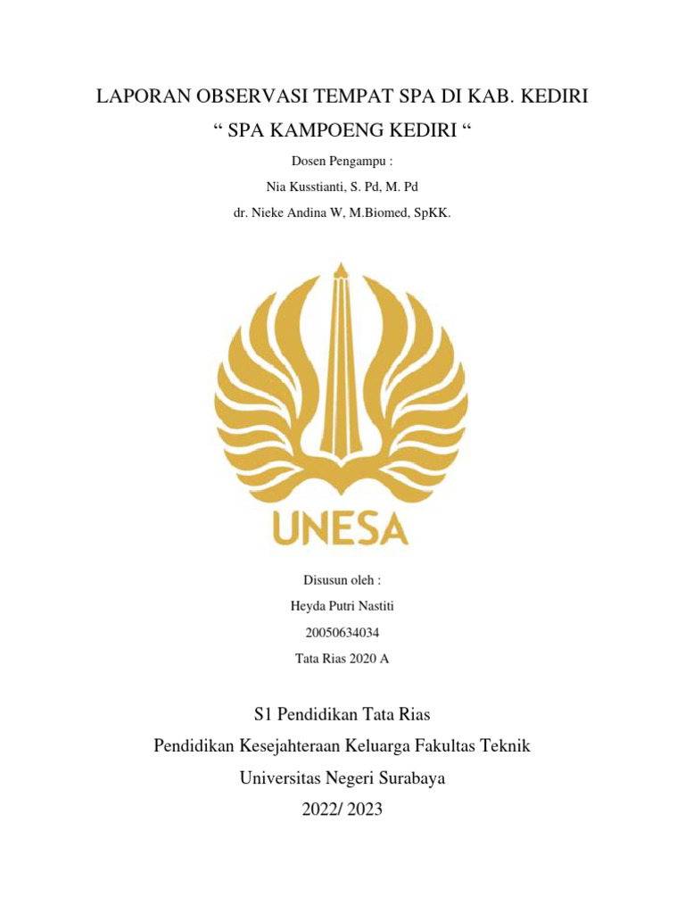 034 - Heyda Putri Nastiti - Laporan Observasi Tempat Spa | PDF | Kesehatan Holistik