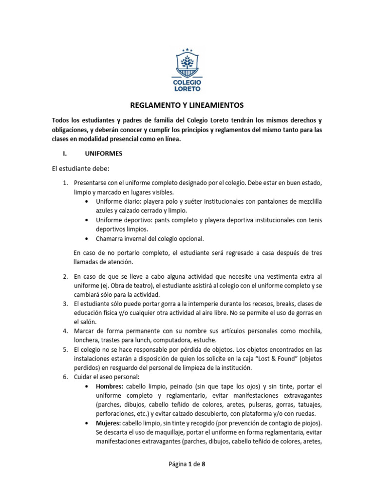 Reglamento y Lineamientos Institucionales 2021-2022. | PDF | Internet ...