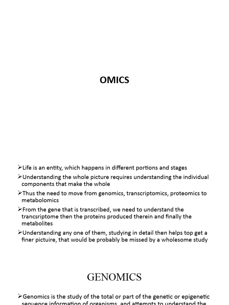 Omics Introduction | PDF | Genomics | Proteomics