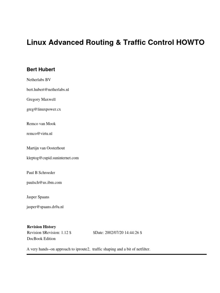 Adv Routing HOWTO | PDF | Communications Protocols | Network Architecture Adv Routing HOWTO | PDF | Communications Protocols | Network Architecture