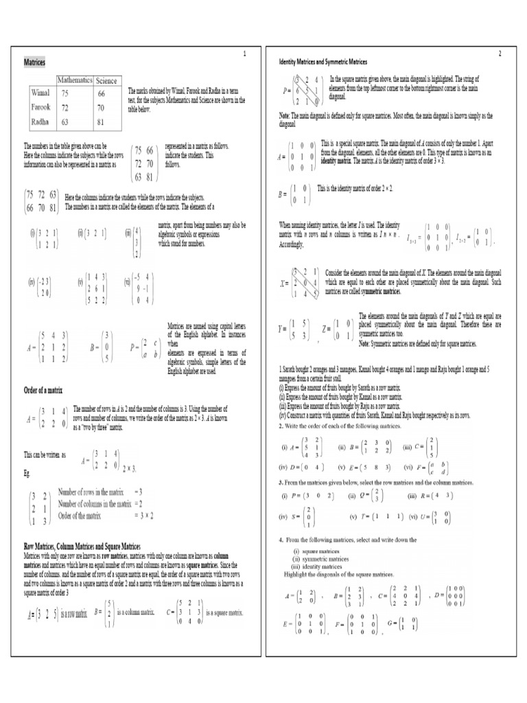 Matrices 2 | PDF | Matrix (Mathematics) | Operator Theory