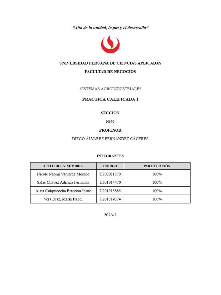 PC1 - Sistemas Agroindustriales - Grupo 1 | PDF | Agricultura | Riego