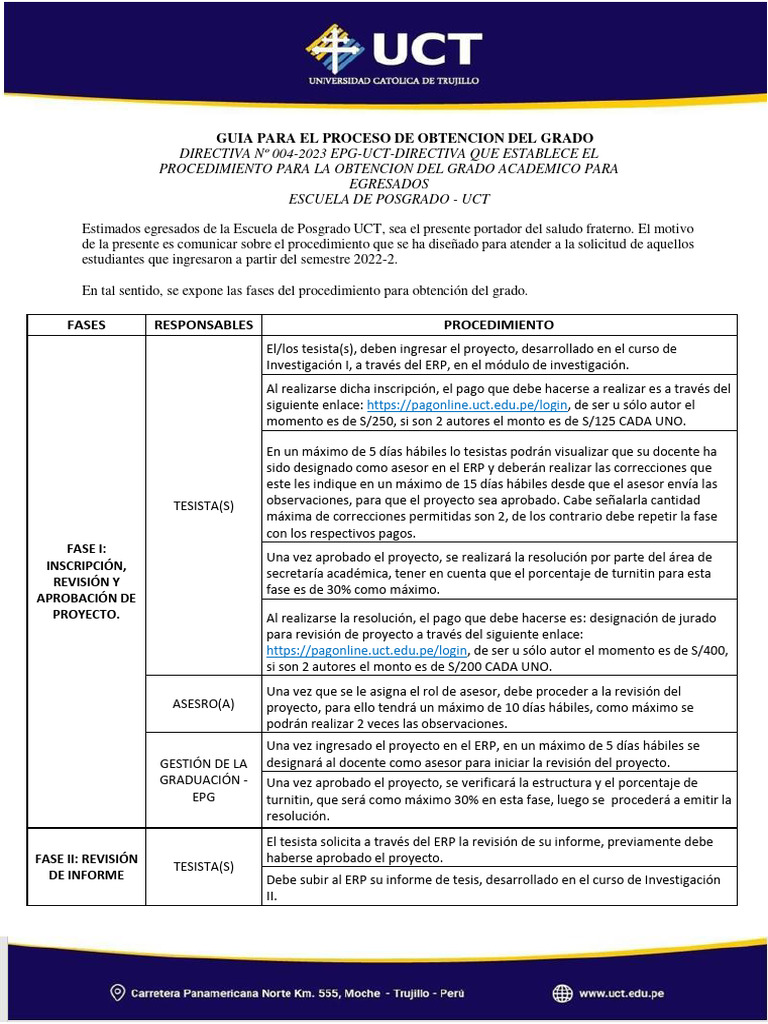 Guía Del Proceso de Graduación Erp | PDF