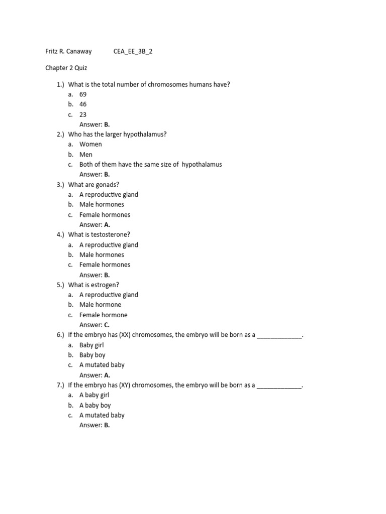 Chapter 2 Quiz | PDF