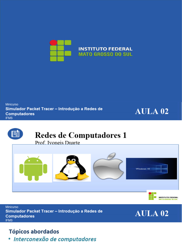 SI Redes de Computadores I - Aula 2 - Interconexão de Computadores - Com Cabo | PDF | Rede de ...