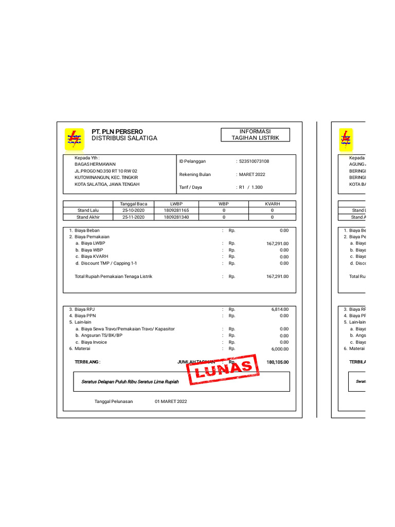 Template Listrik Excel AGUNG ADHA JAYA | PDF