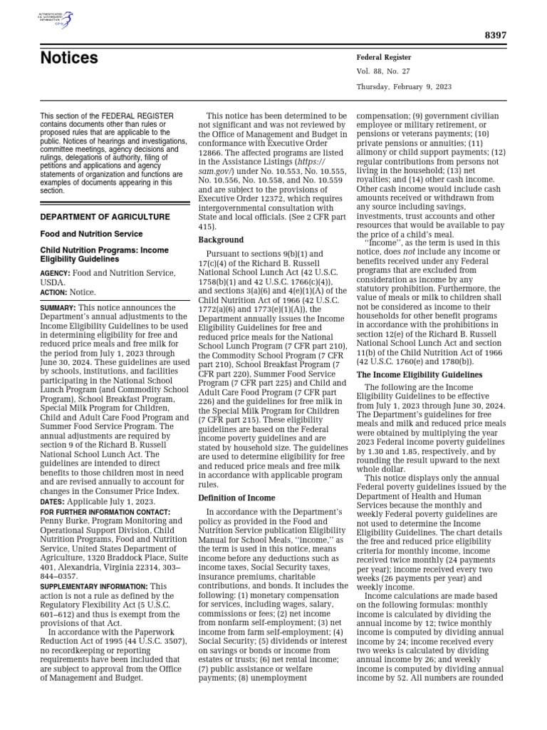 Income Eligibility Guidelines | PDF