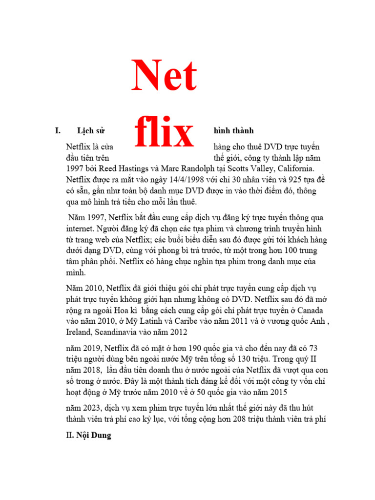 Net flix: I. Lịch sử hình thành | PDF
