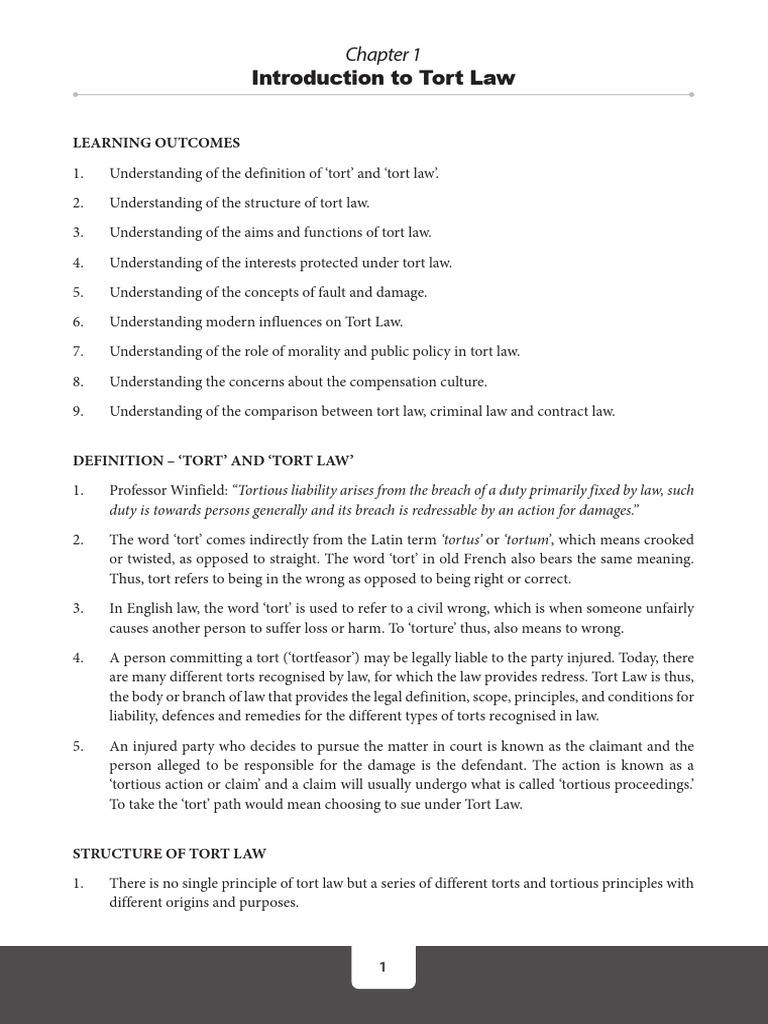 Book SM LL.B Tort Law 2023 CH 01 | PDF | Tort | Damages