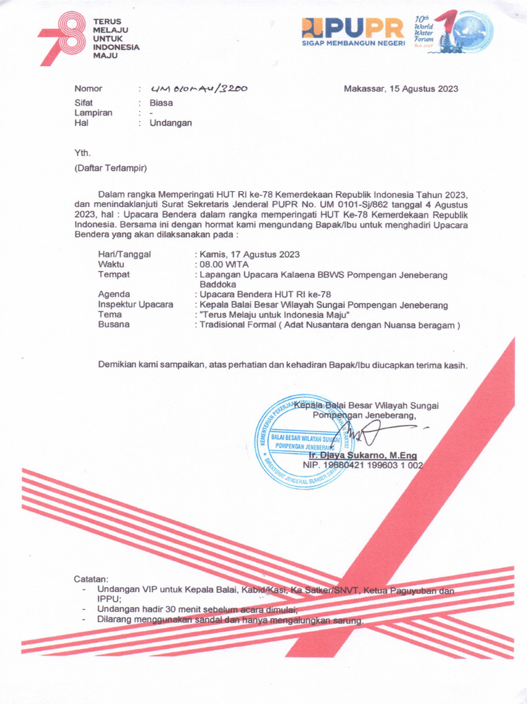 Undangan 17 Agustus 2023 Daftar Terlampir | PDF