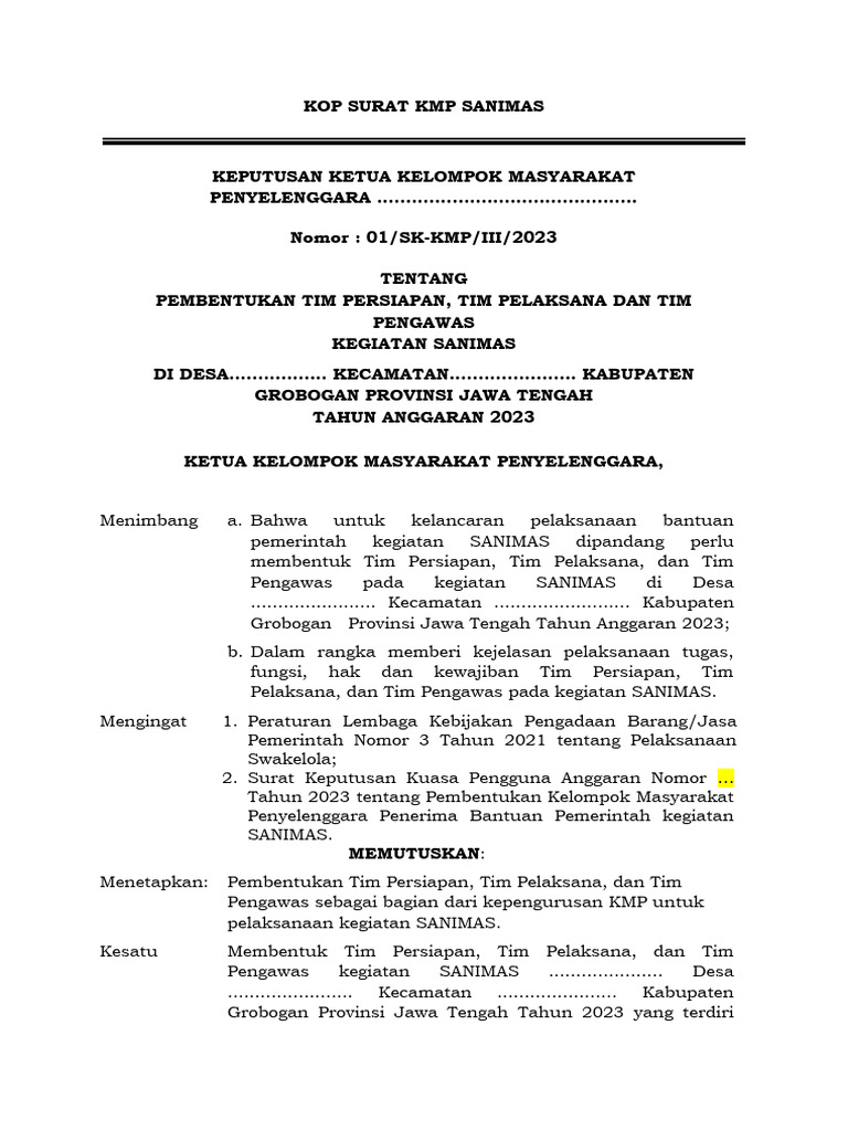 SK Anggota Tim KMP | PDF