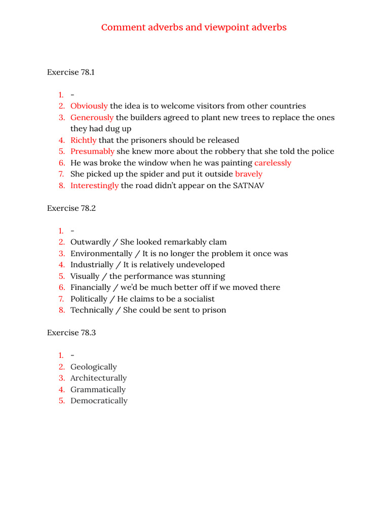 Comment Adverbs and Viewpoint Adverbs | PDF | Travel