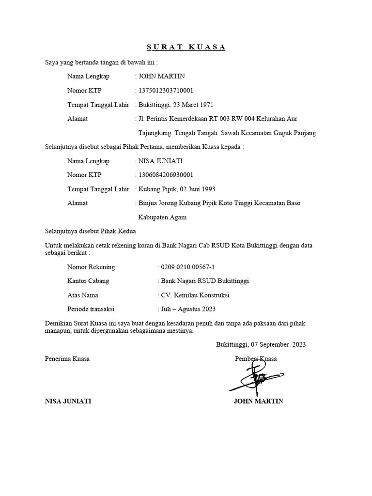 Surat Kuasa | PDF